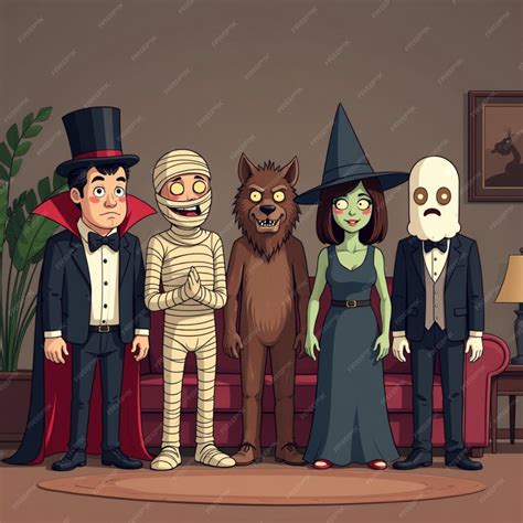 Ilustración De Personajes Icónicos De Películas De Terror Imagen