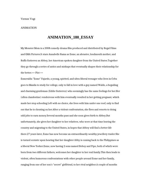 Animation 180 Essay Pdf