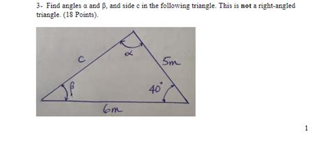 Solved Find angles α and β and side c in the following Chegg