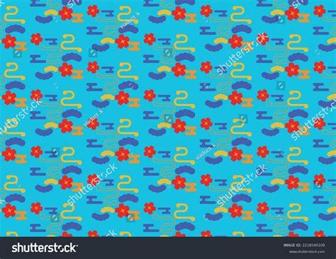 Illustration Traditional Okinawan Bingata Pattern Stock Vector Royalty