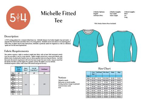 Michelle Fitted Tee Pdf Sewing Pattern Instant Digital Download