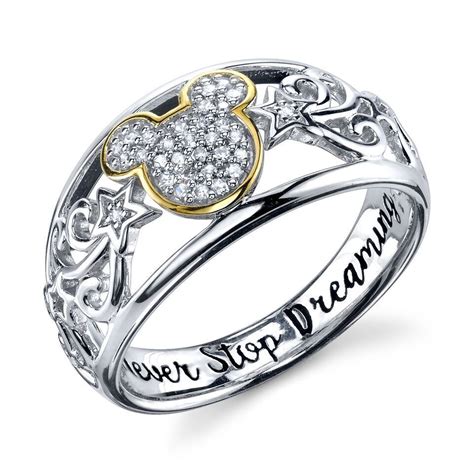 Sterling Silver Real Diamond Disney Mickey Mouse Ring Never Stop
