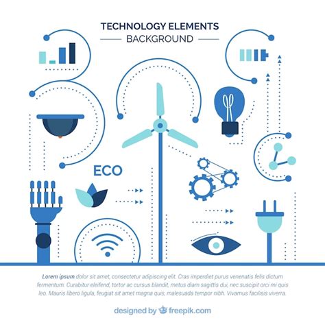 Technology Elements Background In Flat Style Free Vector