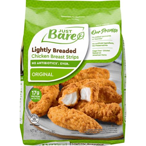 Just Bare Fully Cooked Lightly Breaded Chicken Breast Strips 15 Lb Kroger