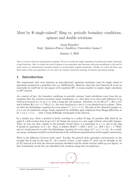 Pdf Must Be The Wave Function Single Valued Ring Vs Periodic