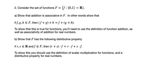 solved 2 consider the set of functions f {f [0 1]→r} a