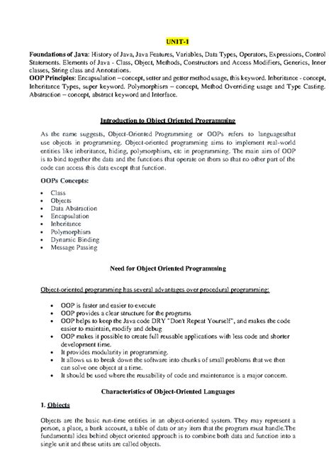 Unit 1 V1 11042024 Foundations Of Java And Oop Principles Studocu