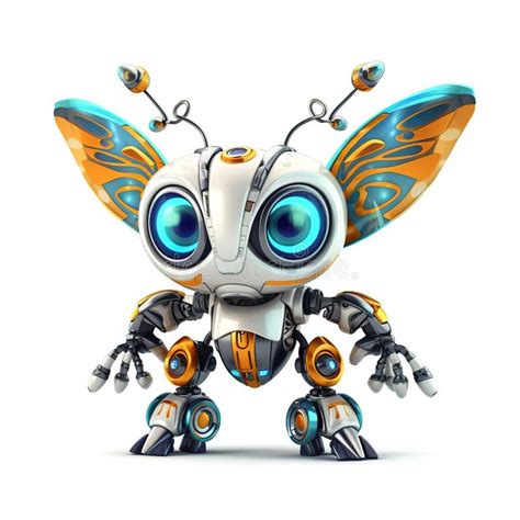 Bee Robot Cute Robotic Insect Isolated Over White Background Created With Generative Ai Stock