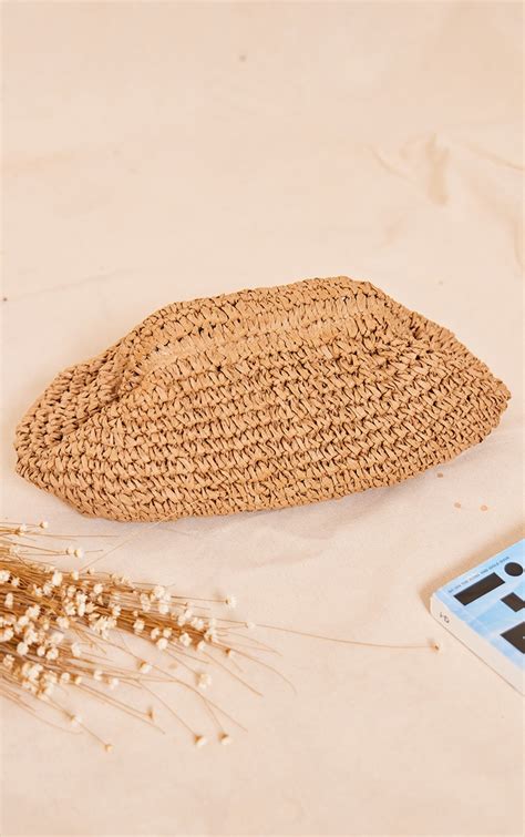 Natural Raffia Slouchy Clutch Accessories Plt Ksa