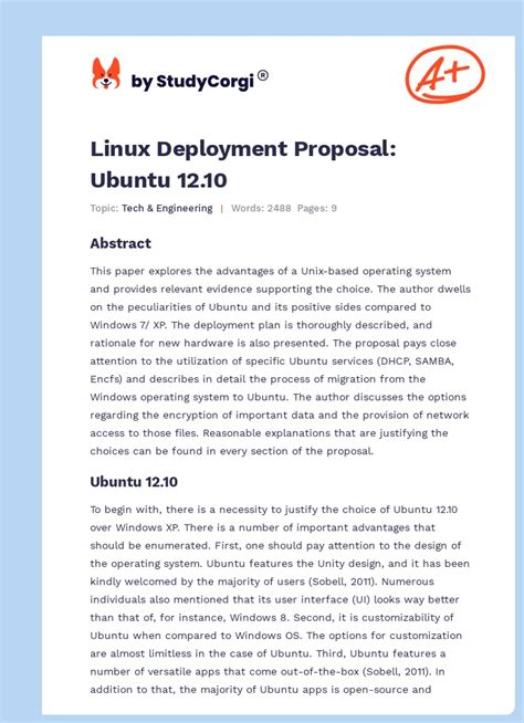 Linux Deployment Proposal Ubuntu 1210 Free Essay Example