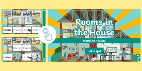 Rooms In The House Interactive Matching Activity Twinkl