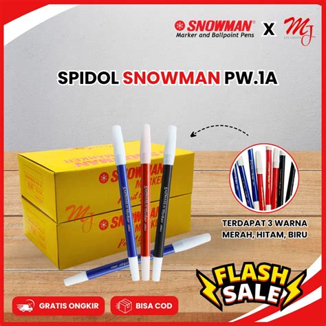 Jual 12 Pcs Spidol Kecil Snowman Hitam Biru Merah Pw 1a 1 Lusin