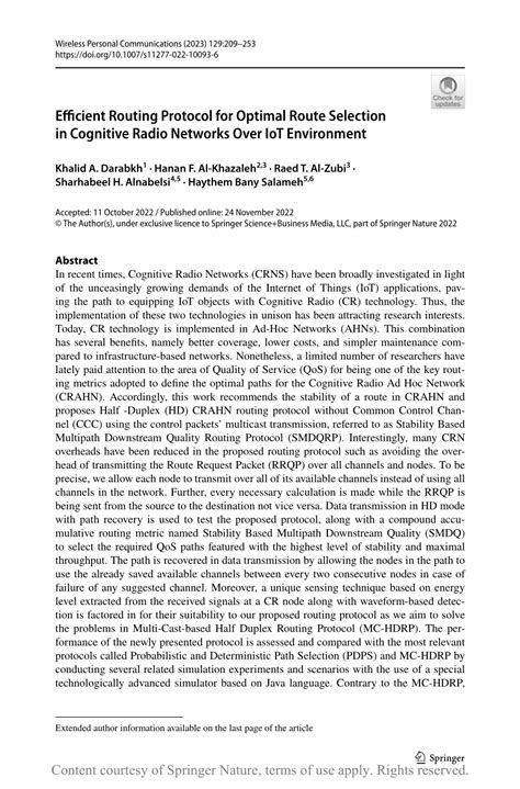 efficient routing protocol for optimal route selection in cognitive