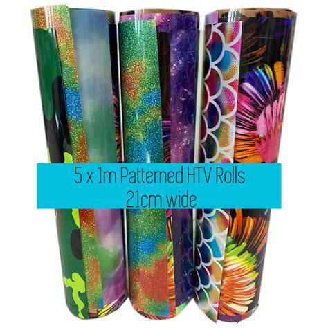 Vivid Flex Htv 5 X 21cm Wide By 1m Lengths Mixed Patterned Heat