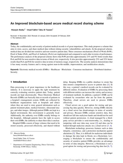 Pdf An Improved Blockchain Based Secure Medical Record Sharing Scheme