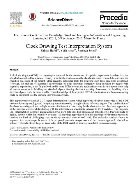 Pdf Clock Drawing Test Interpretation System
