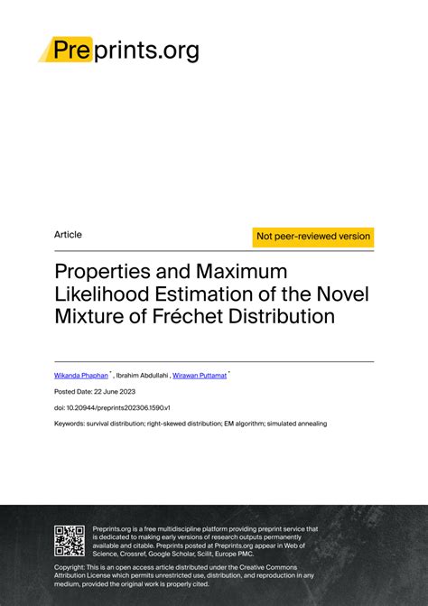 Pdf Properties And Maximum Likelihood Estimation Of The Novel Mixture