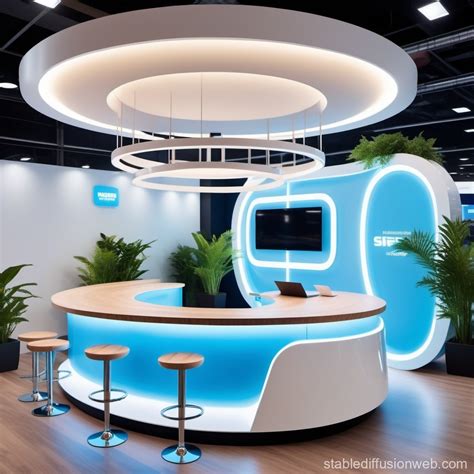 Curved Innovation Trade Fair Booth Design Stable Diffusion Online