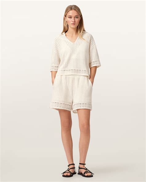 Elma Crochet Lace Cropped Top Mallow White Allsaints Us