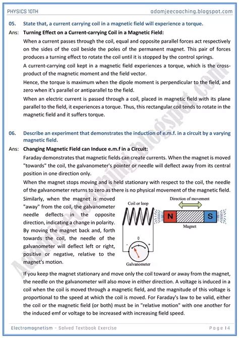 Adamjee Coaching Electromagnetism Solved Textbook Exercise Physics 10th