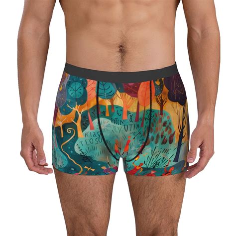 Xecao Whimsical Forest Scene Print Mens Underwear Boxer Briefs