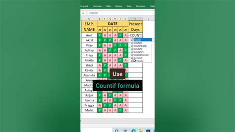 Prepare Attandance Sheet In Excel Excel Exceltech Exceltips