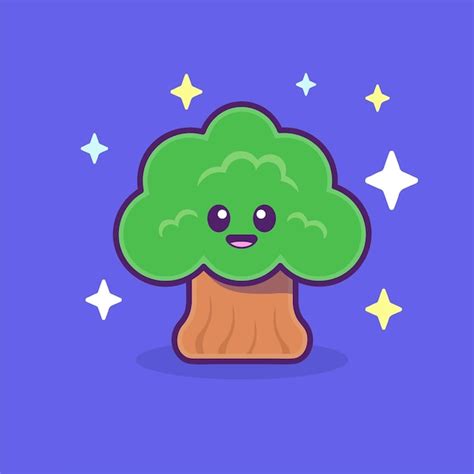 Premium Vector Nature Tree Happy Mascot Character Smile Vector Illustration Cartoon Chibi