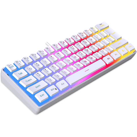 Snpurdiri 60 White Wired Gaming Keyboard Translucent Pudding Keycaps Snpurdiri