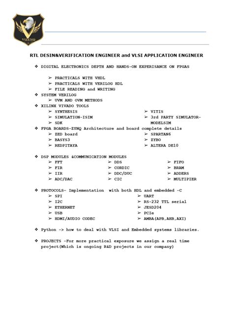 Vlsi Training On Rtl Desinandcoding Engineer And Verification Engineer2 Pdf