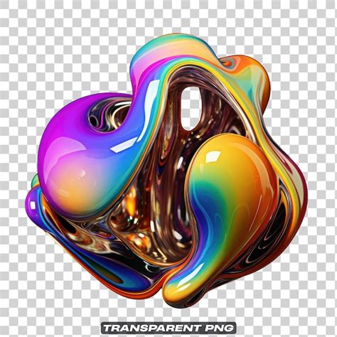Premium Psd Iridescent Fluid Abstract Shape Isolated
