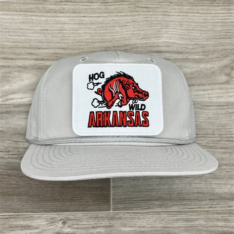 Retro Hog Wild Arkansas Razorback Patch On Retro Rope Hat Etsy