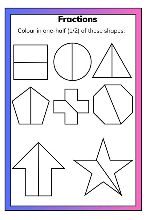 Fractions Coloring Worksheets Year 1 2 Maths Pdf Download Etsy