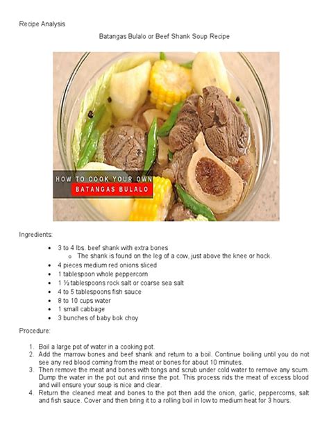 Recipe Analysis Pdf