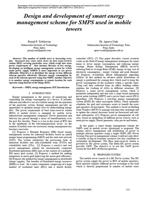 Design And Development Of Smart Energy Management Scheme For Smps Used In Mobile Towers Pdf