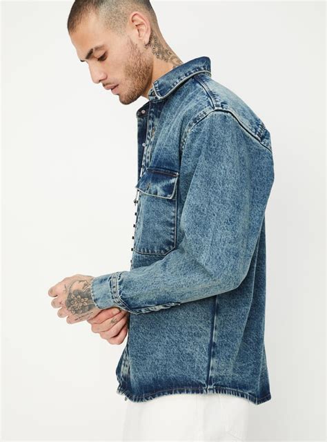 Buy Men Washed Denim Shacket Online At Just Rs 14990 1000013817258