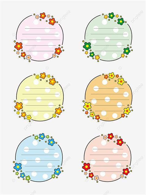 만화 작은 신선한 꽃 세트 라운드 메모 스티커 메모 메모지 일러스트 편지지 일러스트 포스트잇 일러스트 만화 장식 패턴 손으로 그린 Png 일러스트 및 벡터 에 대한