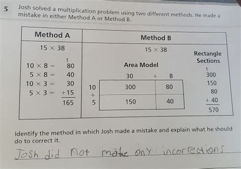 solved 5 josh solved a multiplication problem using two different