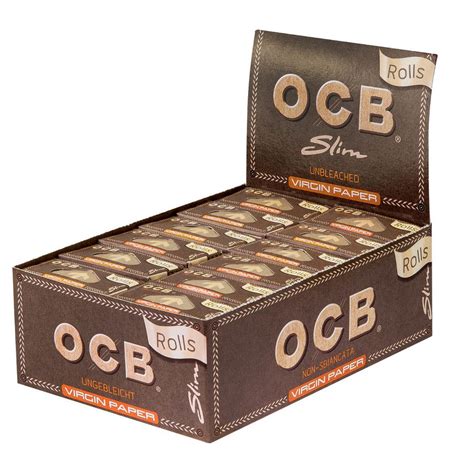 Ocb Virgin Slim Rolls Continuous Paper 4m Unbleached Extra Fine Pap
