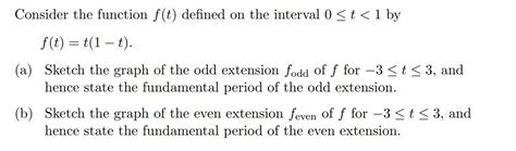 Solved Consider The Function F T Defined On The Interval 0