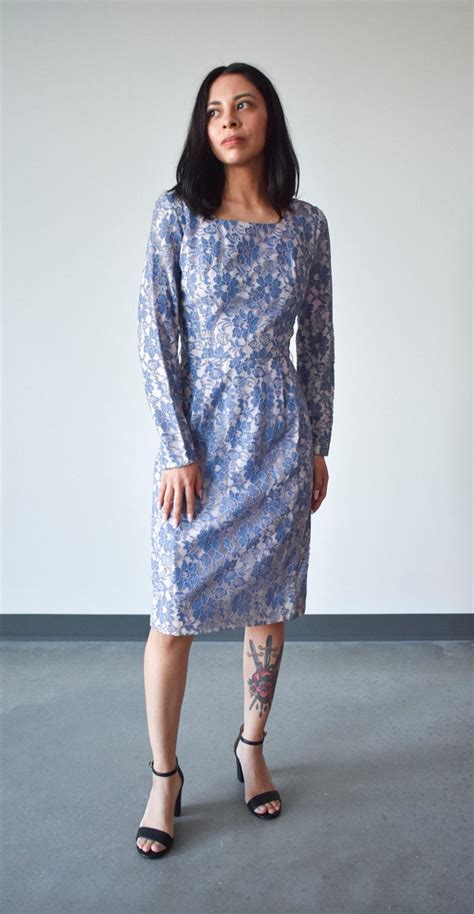 1960s Blue Lace Cocktail Dress Gem