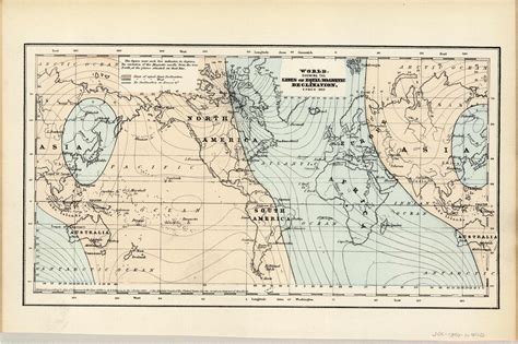 World Showing The Lines Of Equal Magnetic Declination Art Source