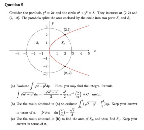 solved question 5 consider the parabola y 2 2x and the circle x 2