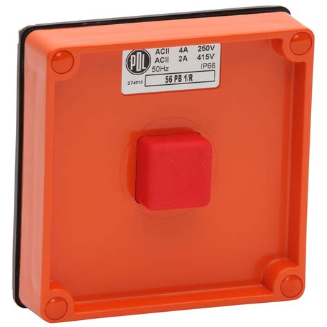 Pdl Push Button Switch 1 Gang 16a 250v Red Button Resistant Orang — Scott Electrical