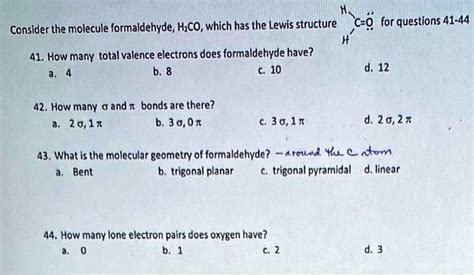solved consider the molecule formaldehyde hco which has the lewis