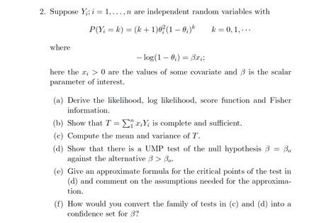 solved suppose yi i 1 … n are independent random variables
