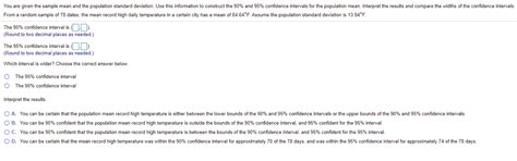 Solved You Are Given The Sample Mean And The Population
