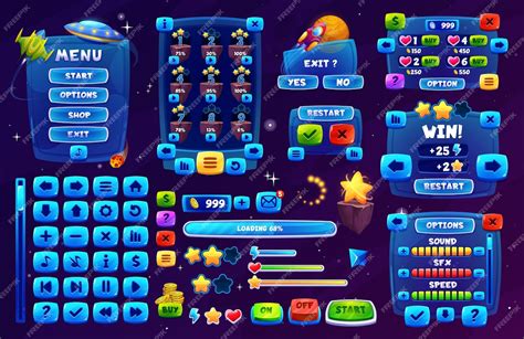 Galaxy космический игровой интерфейс ui набор игровых кнопок | Премиум ...