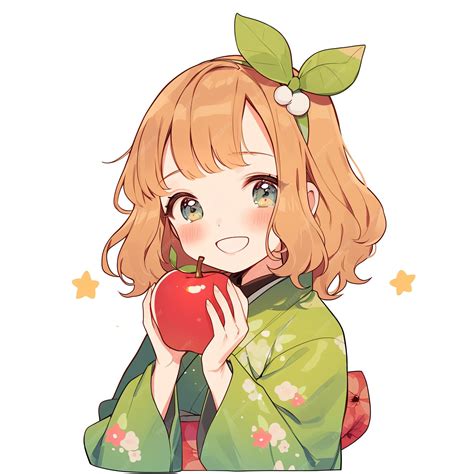 Premium Photo Cute Apple Anime Style
