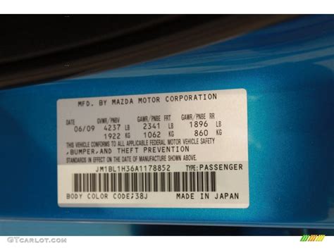 2010 Mazda3 Color Code 38j For Celestial Blue Mica Photo 68133659