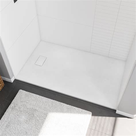 Stonea 6032 Solid Surface Universal Shower Base In White With End Drain